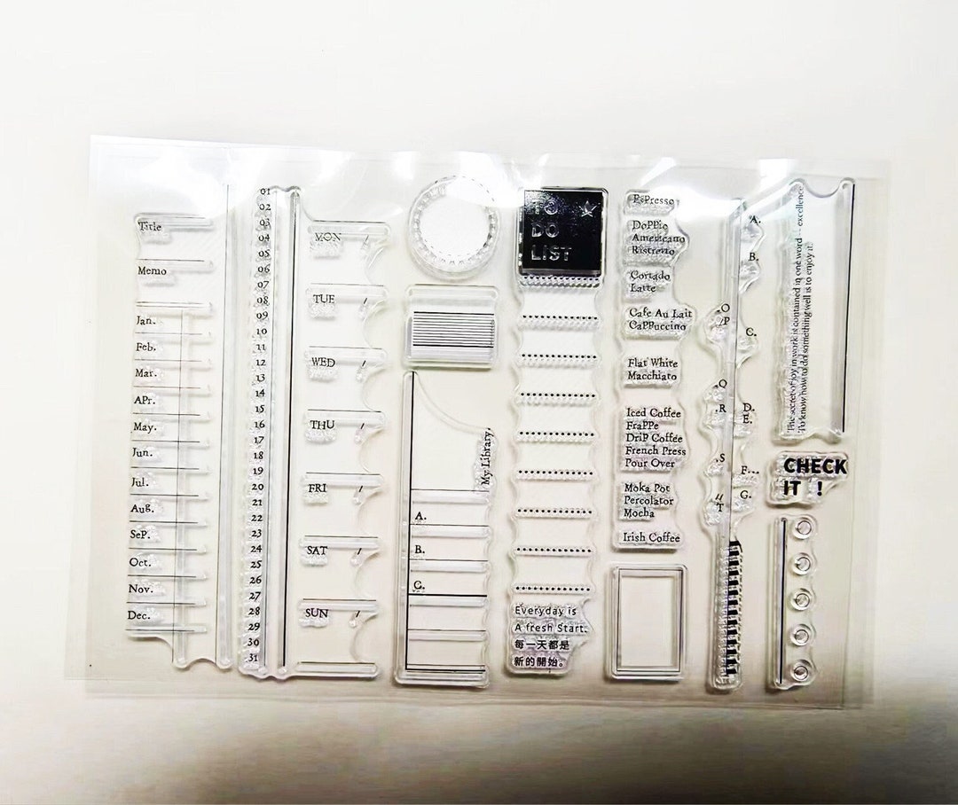 Bullet Journal Tracker Stamp, Month Challenge Clear Transparent Stamp ...