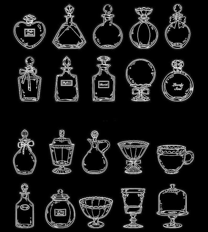 40 Pcs White Various Glass Bottle Theme Clear Sticker for - Etsy
