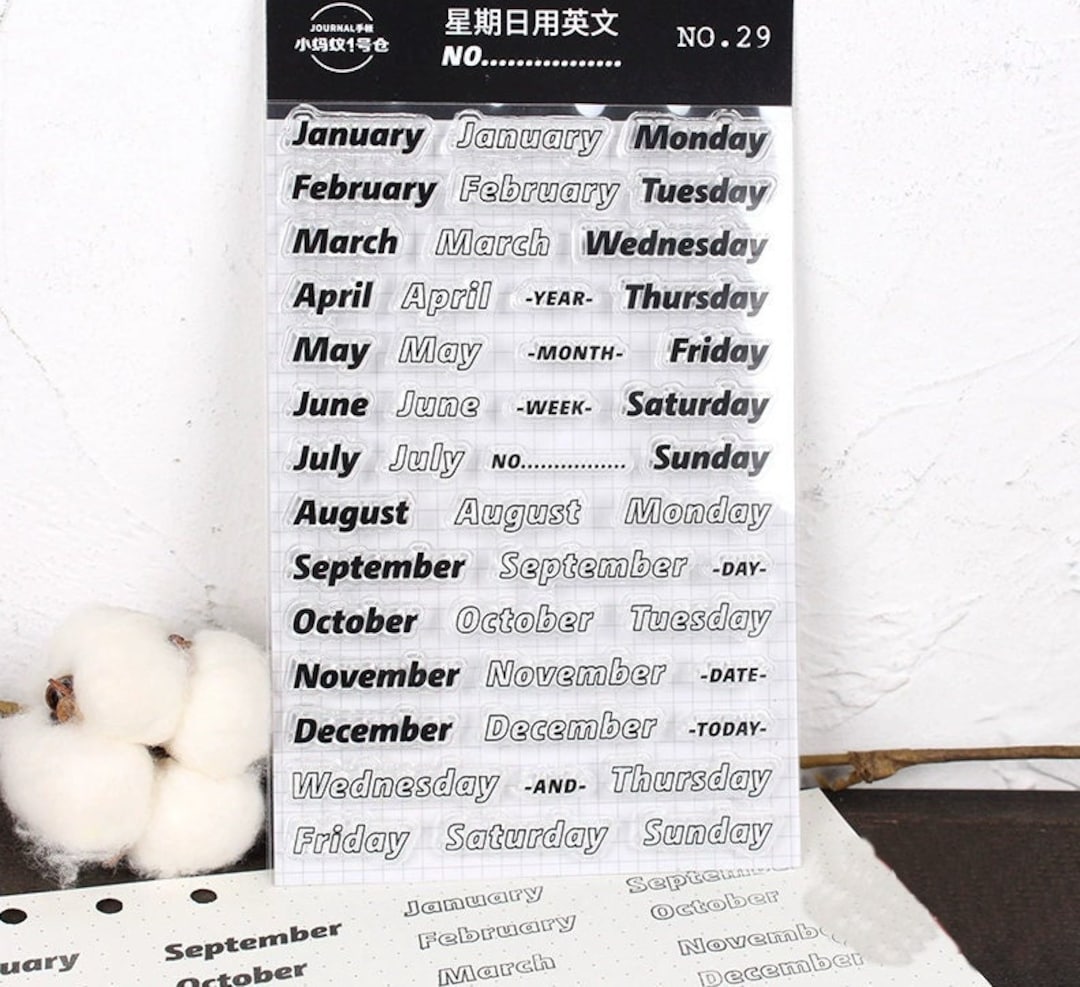 Months of the Year Stamp, Journal Planner Stamp, Weekly Clear ...
