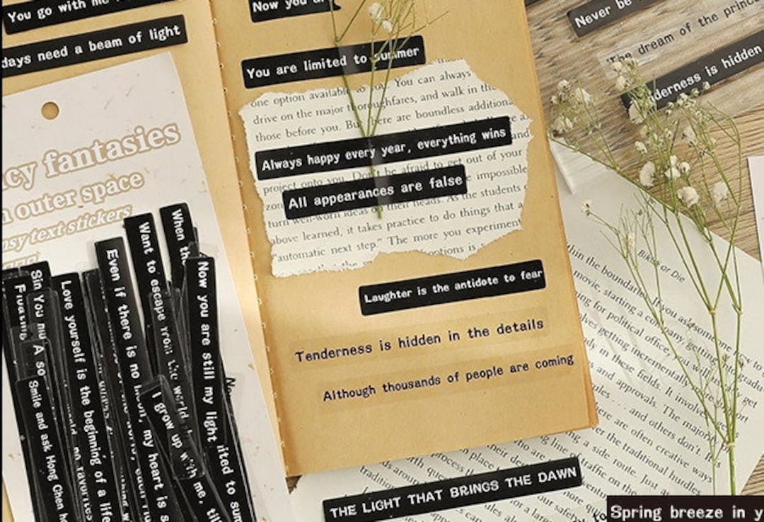 40 Pcs Quotes Sticker Pack, Words Letter Sticker, Phrase Spelling ...