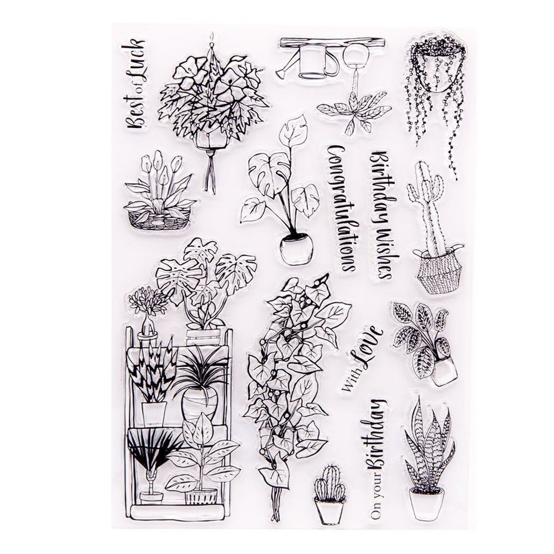 Garden Stamp, Plant Clear Transparent Stamp, Greenery Stamp, Bullet ...