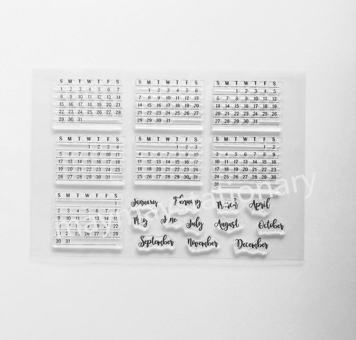 Calendar Clear Stamp Months of the Year Stamps Days of the - Etsy