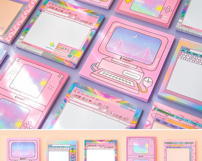 Sticky Note 90s Style, Kawaii Notepad, Pink Sticky Notes, 1990s Retro ...