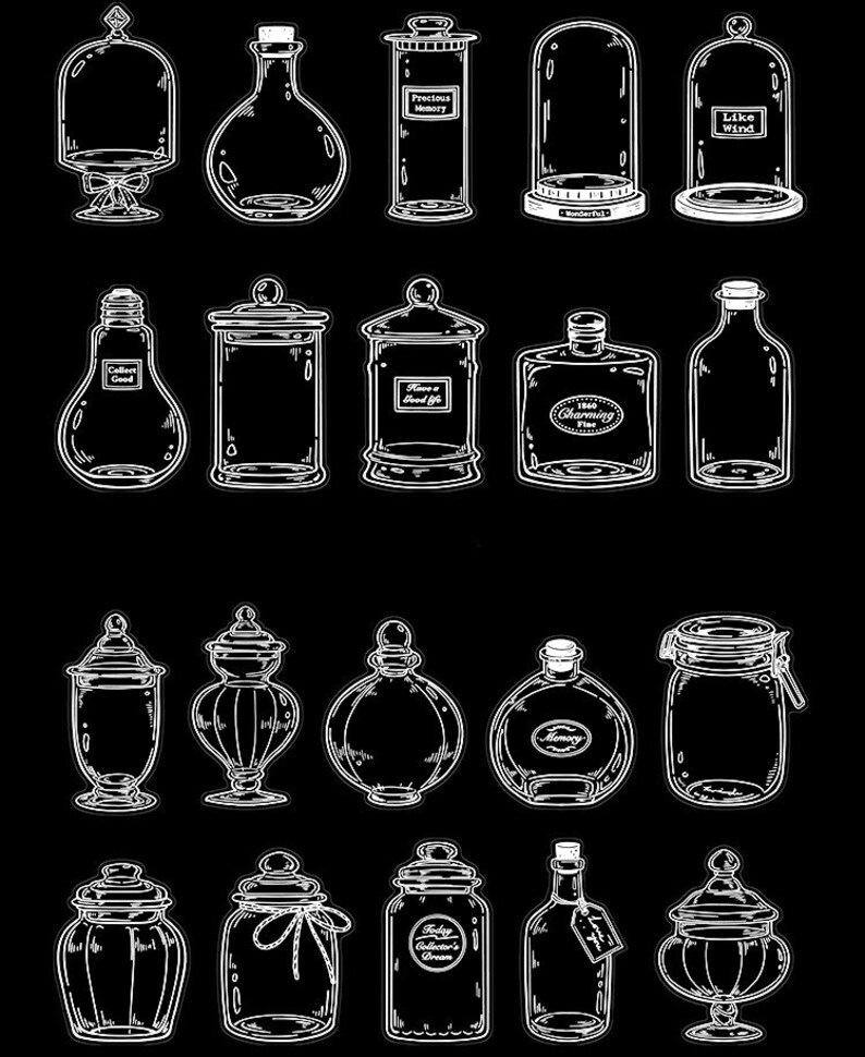 40 Pcs White Various Glass Bottle Theme Clear Sticker for - Etsy