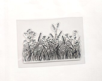 Grass Stamp, Grasses Silhouette Clear Transparent Stamp, Flowers Rubber ...