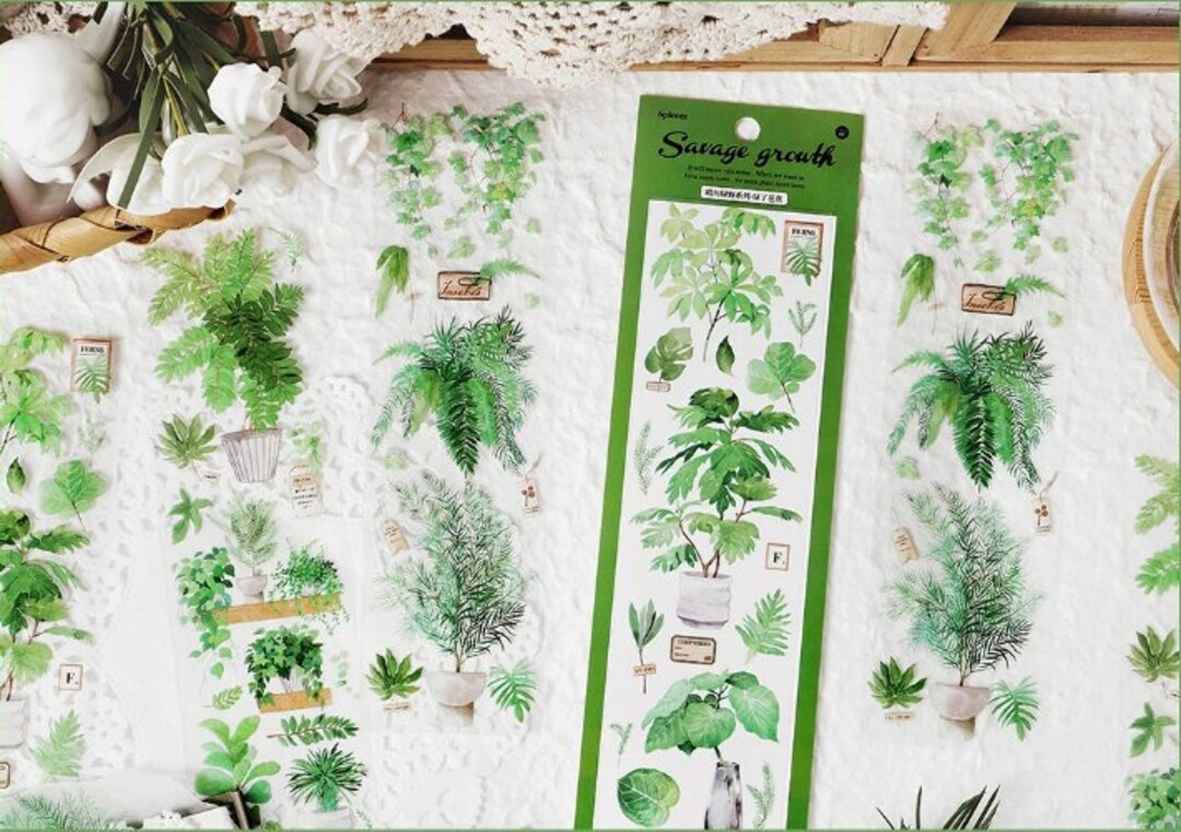 6 Sheets Leaves Clear Sticker, Leaf Potted PVC Sticker Flakes ...