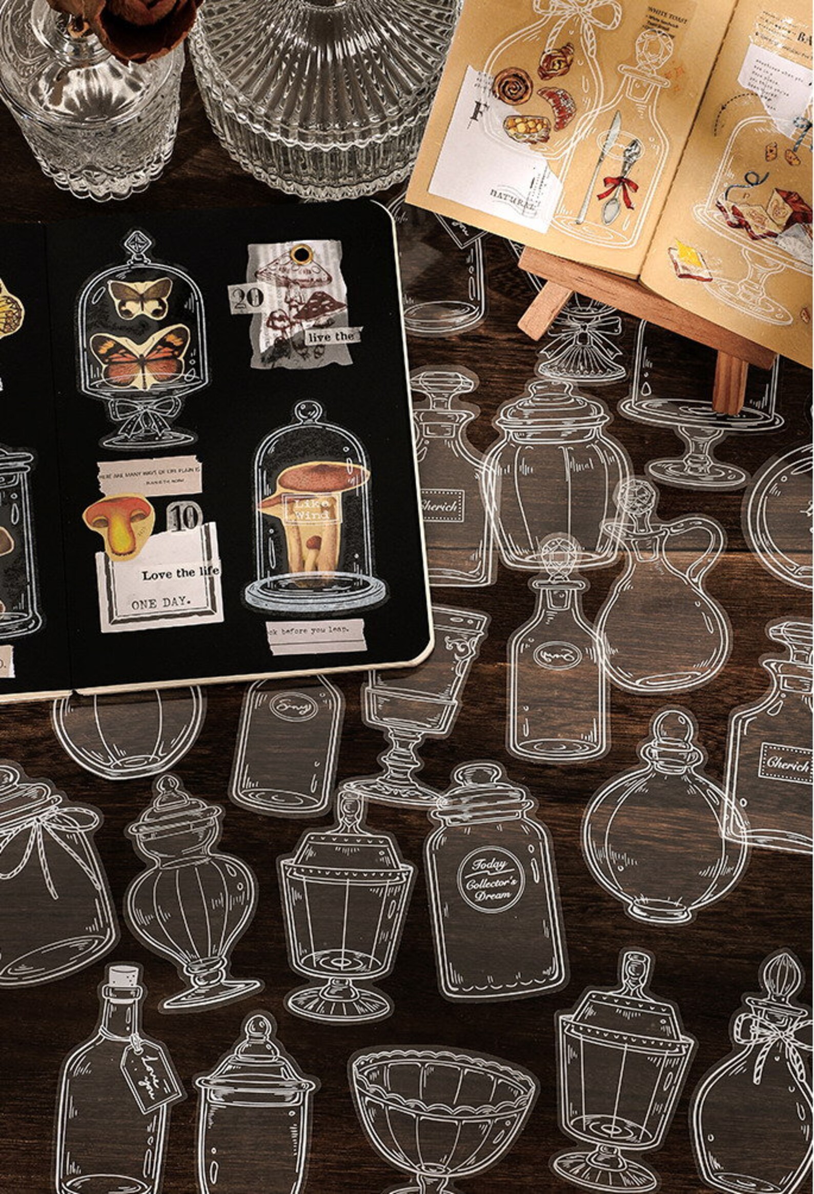 40 Pcs White Various Glass Bottle Theme Clear Sticker for - Etsy