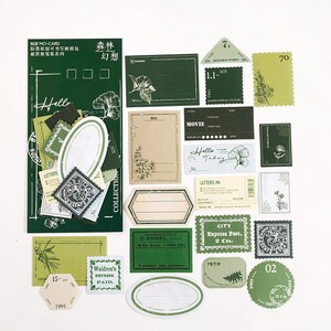 40 Pcs Green Vintage Labels Sticker Memo Sticker Flakes | Etsy