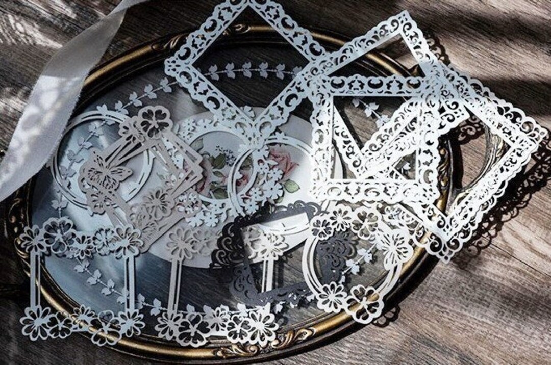 20 PCS Ornamental Frame Lace Paper, Border Frame Lace Paper Die Cuts ...
