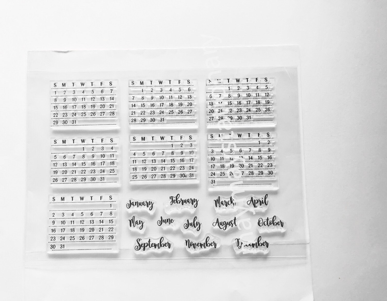 Calendar Clear Stamp Months of the Year Stamps Days of the - Etsy