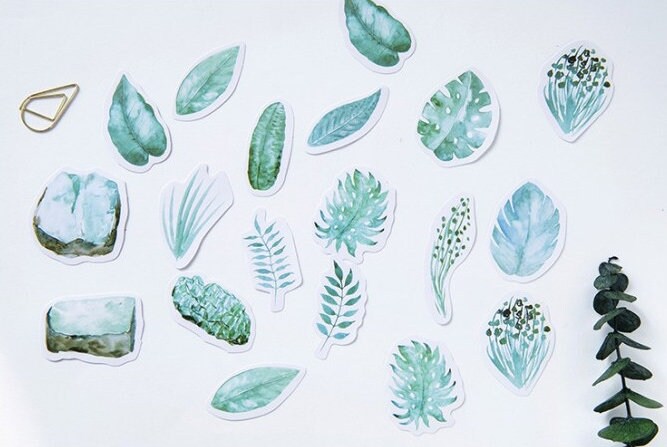 45 Pcs Tropical Leaves Sticker Plants Sticker Flakes Filofax | Etsy