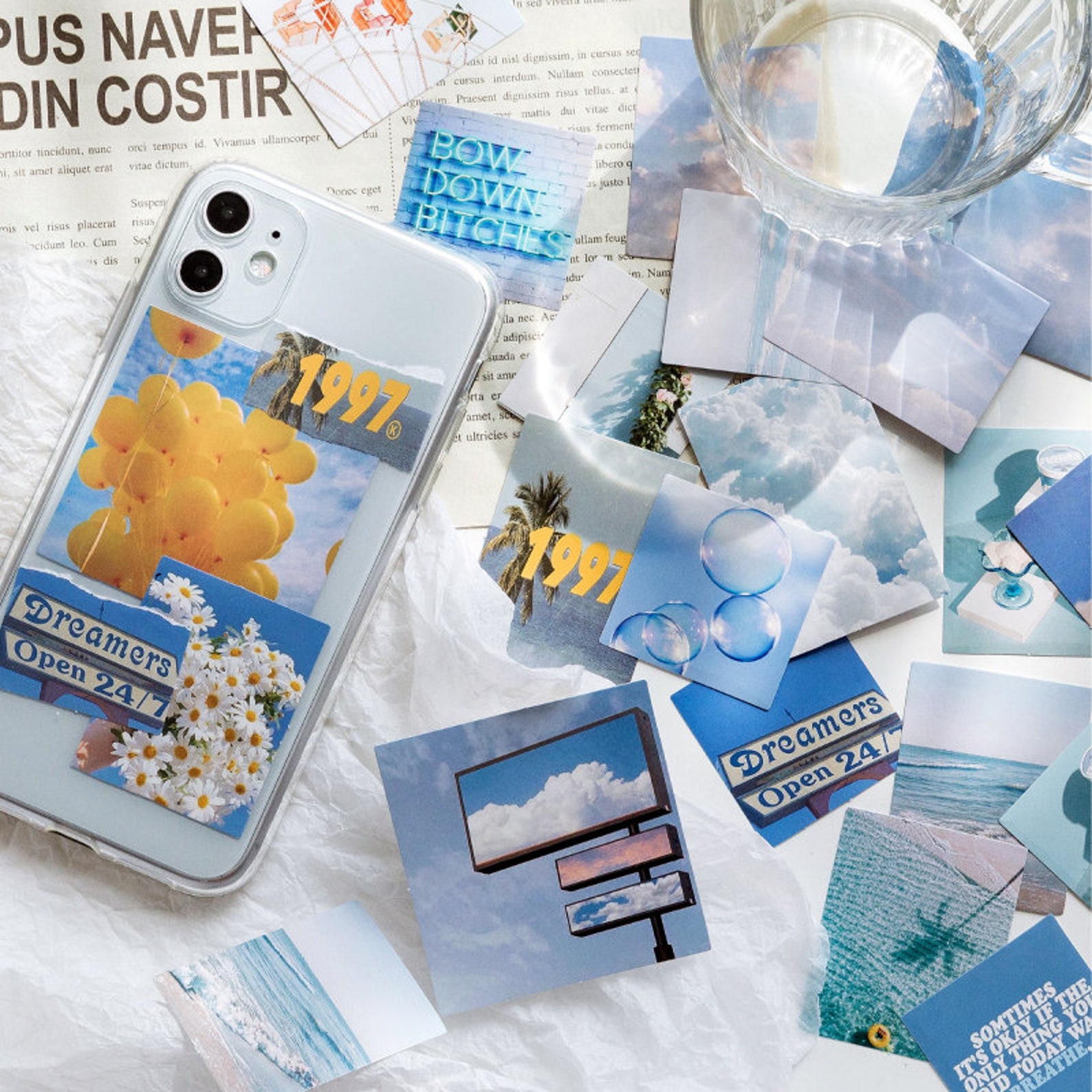 40 PCS Pastel Blue Aesthetic Sticker Pack Junk Journal Kit | Etsy