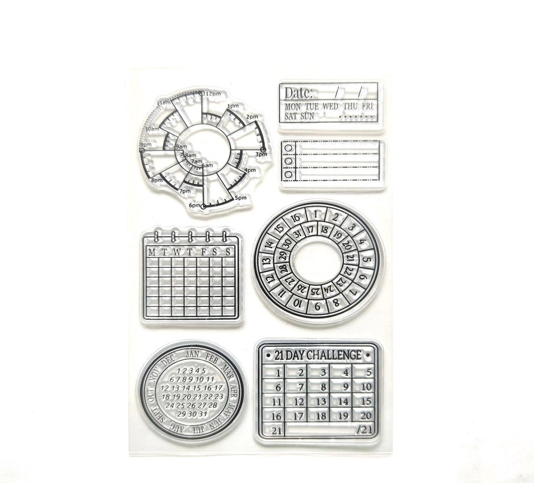 Date and Schedule Stamp, 12/24 Hours Timeline Clear Transparent Stamp ...