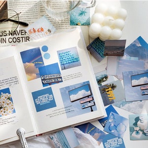 40 PCS Pastel Blue Aesthetic Sticker Pack Junk Journal Kit | Etsy