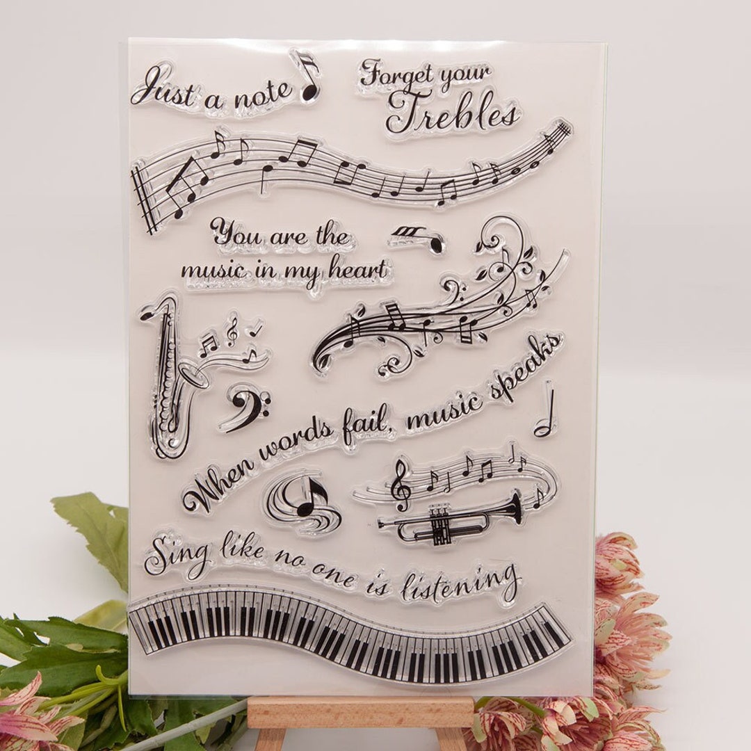 Music Note Stamp, Musical Clear Stamp, Violin Rubber Stamp, Planner - Etsy