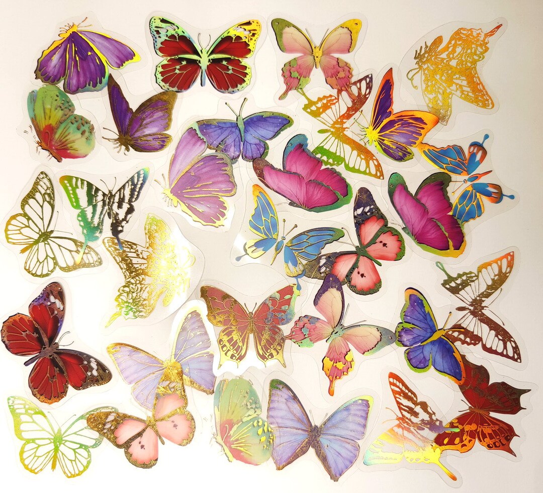 30 Pcs Gold Foil Various Butterfly Clear Sticker Foil Gold - Etsy