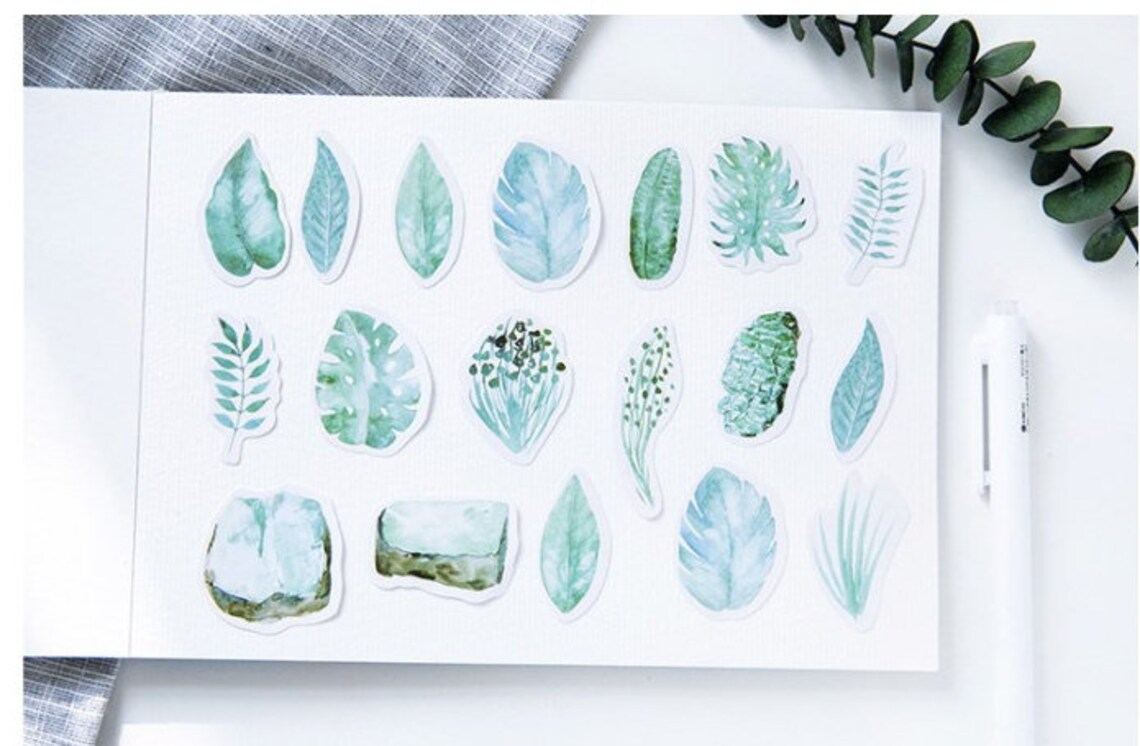 45 Pcs Tropical Leaves Sticker Plants Sticker Flakes Filofax | Etsy