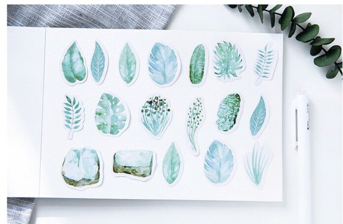 45 Pcs Tropical Leaves Sticker Plants Sticker Flakes Filofax | Etsy