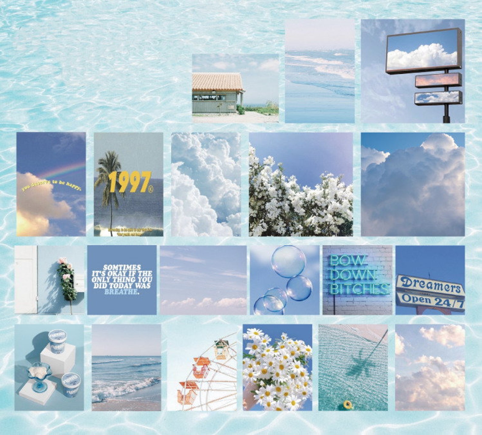 40 PCS Pastel Blue Aesthetic Sticker Pack Junk Journal Kit | Etsy