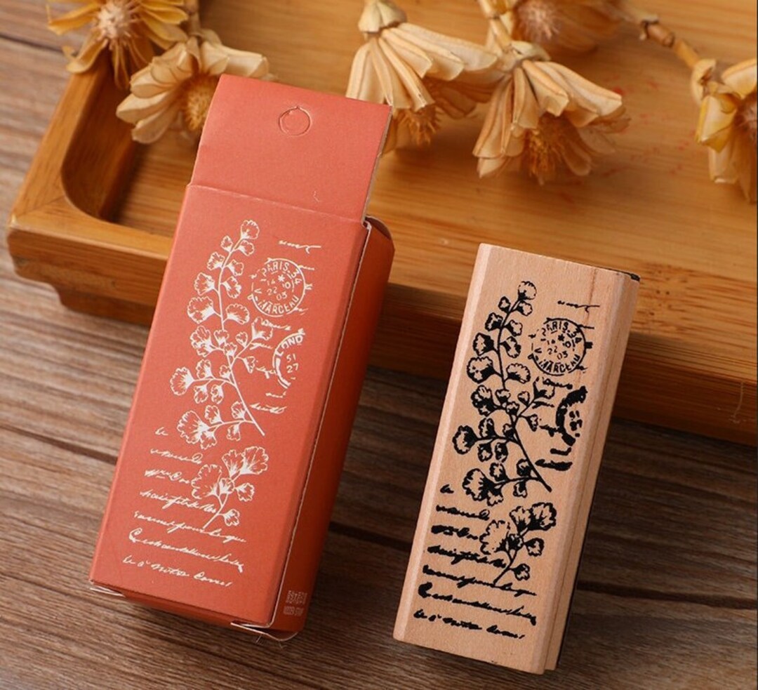 Ginkgo Stamp, Ginkgo Leaves Rubber Stamp, Ginkgo Leaf Wooden Rubber ...
