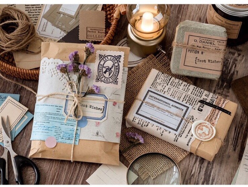 40 Pcs Green Vintage Labels Sticker Memo Sticker Flakes | Etsy