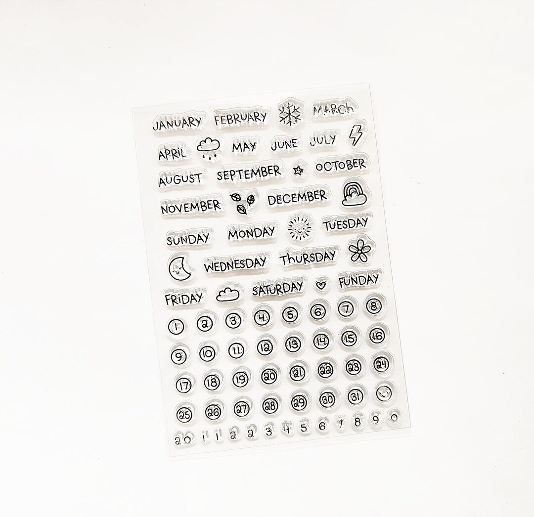 Planner Diary Stamp, Months Stamp, Week Stamp, Weekly Clear Transparent ...