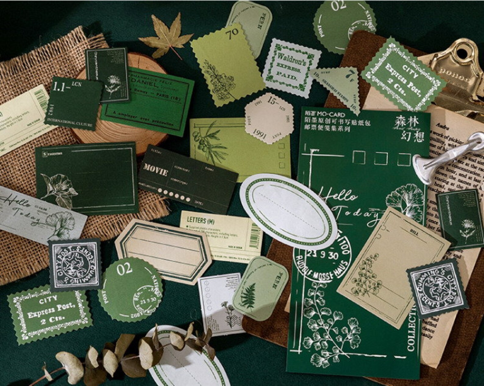 40 Pcs Green Vintage Labels Sticker Memo Sticker Flakes | Etsy