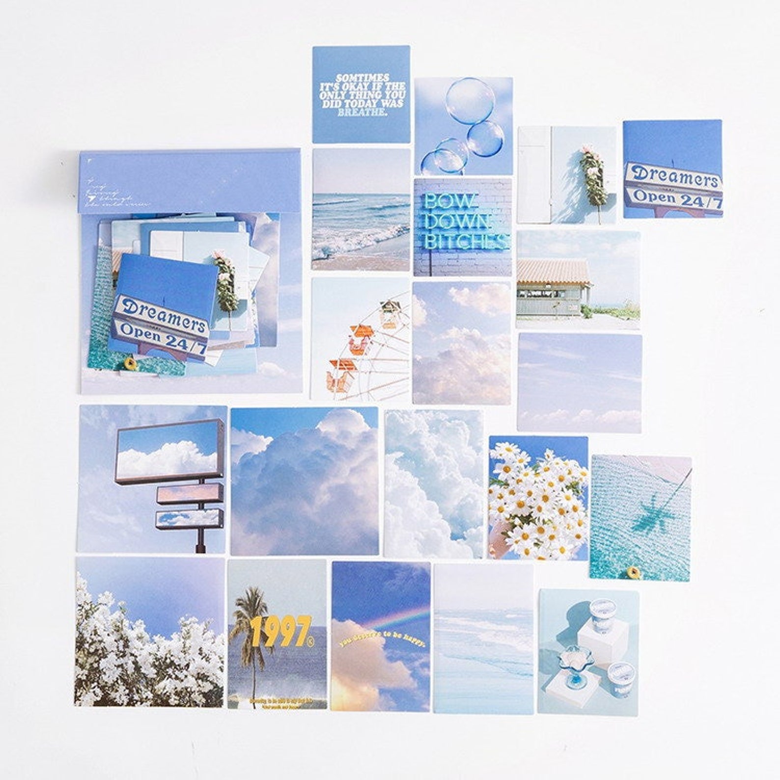 40 PCS Pastel Blue Aesthetic Sticker Pack Junk Journal Kit | Etsy