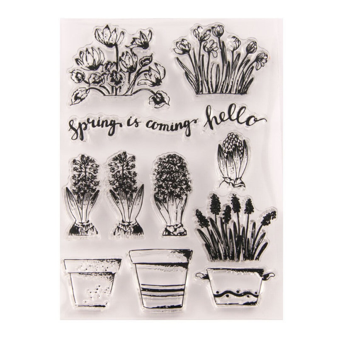 Flower Stamp, Floral Clear Transparent Stamp, Plant Clear Stamp Sheets ...