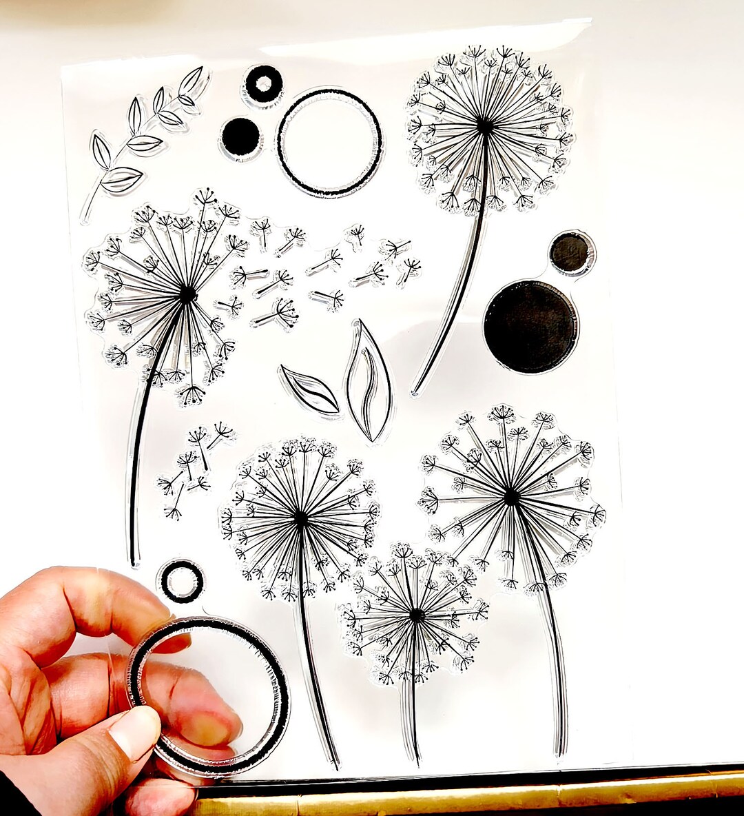 Dandelion Stamp, Plant Clear Transparent Stamp, Dots Stamp, Circle ...