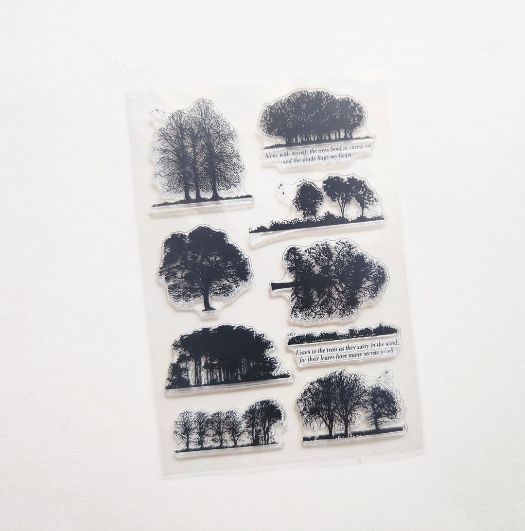 Tree Stamp, Trees Clear Transparent Stamp, Tree Silhouette Rubber Stamp ...