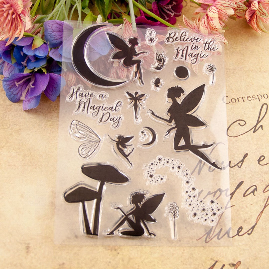 Fairy Stamp, Fairies Rubber Stamp, Planner Bullet Journal, Wings, Moon ...