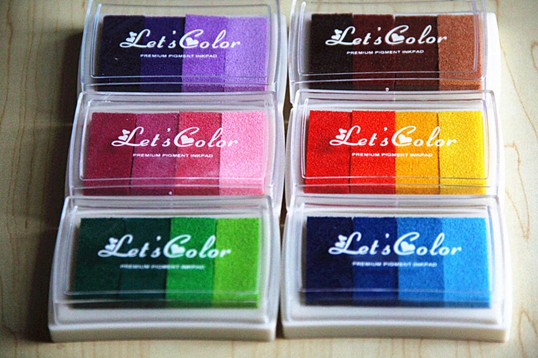 6 of Sets Craft Multi Colours Set Ink Pad Inkpad for Paper Wood Fabric ...