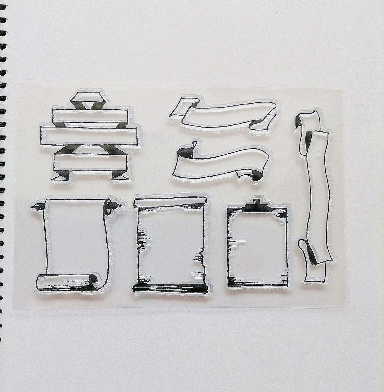 Ribbon Banner Stamp Antique Scroll Clear Transparent Stamp | Etsy