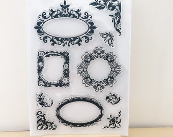 Ornamental Frame Stamp, Clear Transparent Stamp, Rubber Stamp, Planner ...
