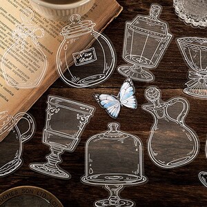 40 Pcs White Various Glass Bottle Theme Clear Sticker for | Etsy