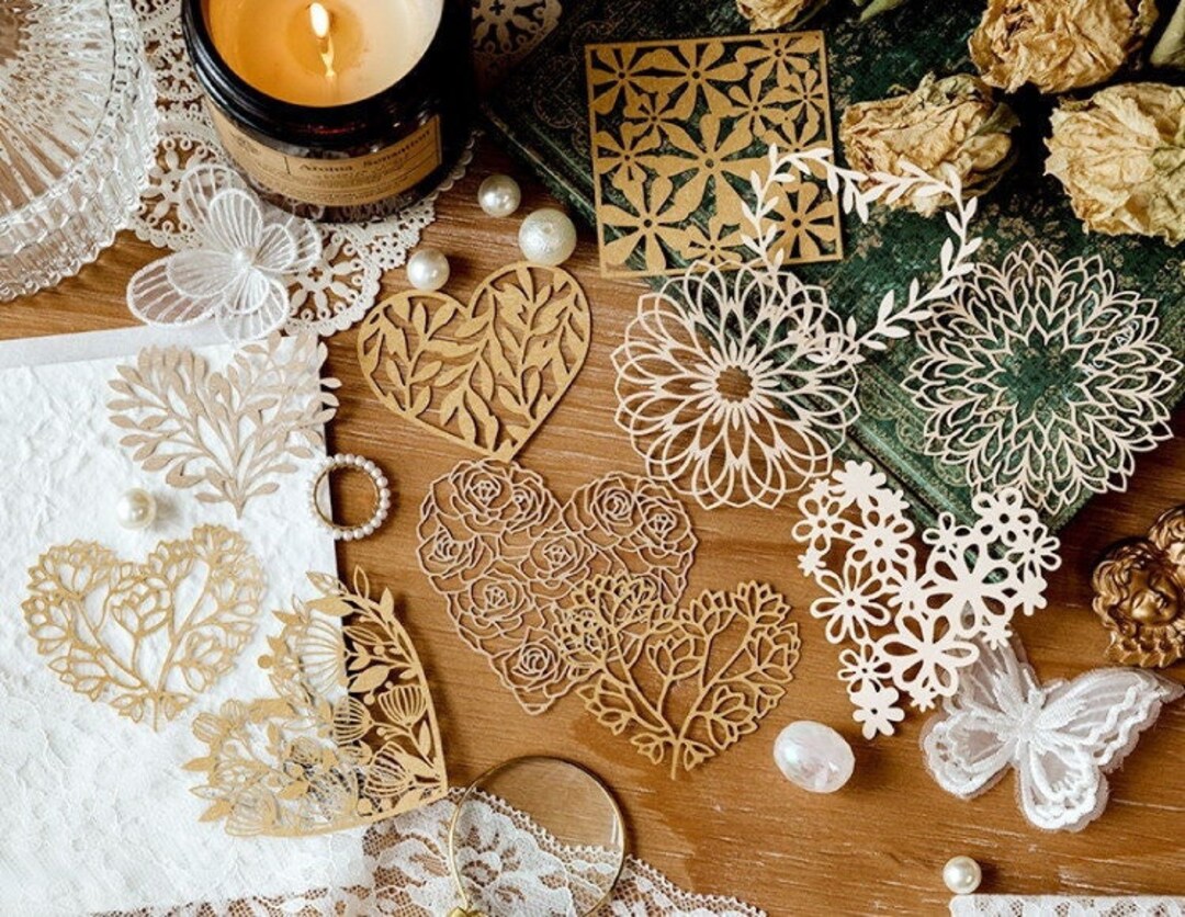 10 Pcs Kraft Heart Lace Paper, Flower Heart Lace Paper, Die Cuts ...
