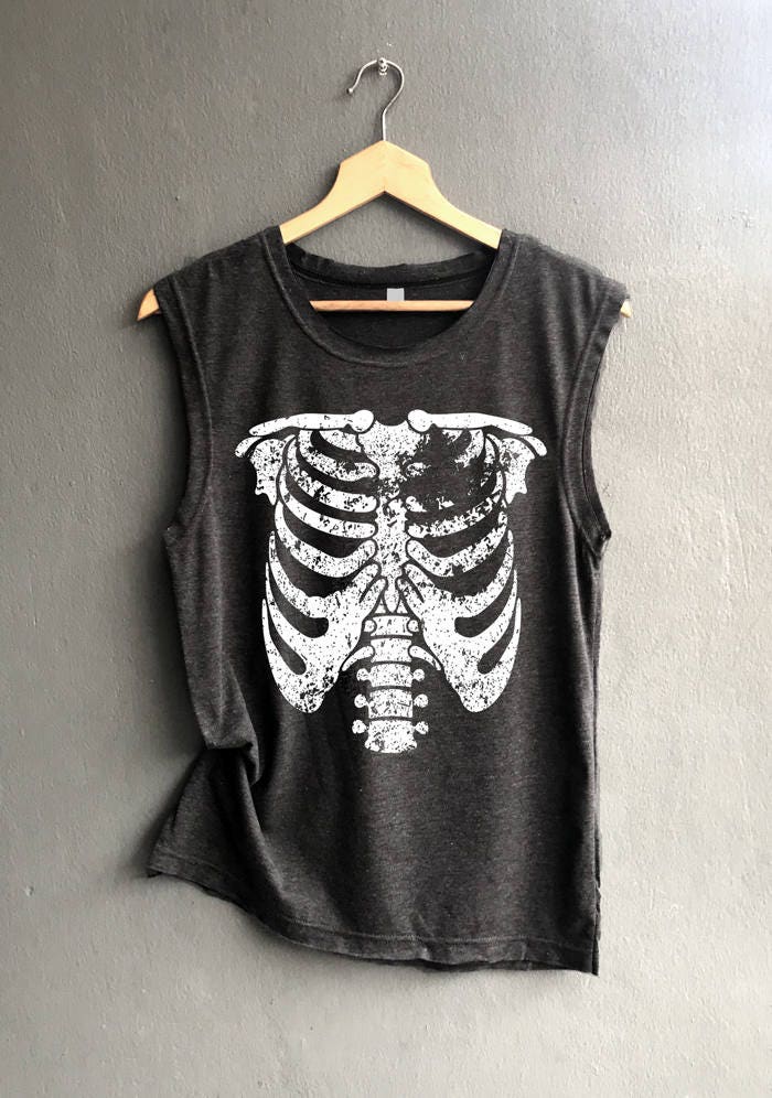 Skeleton Shirt Halloween Shirt Bones Shirt Tank top Shirt | Etsy