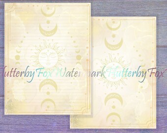 Sun Magic Writing Paper Sun Letter Paper Printable Sun Page Digital Sun Paper Sun Notebook Sun ...
