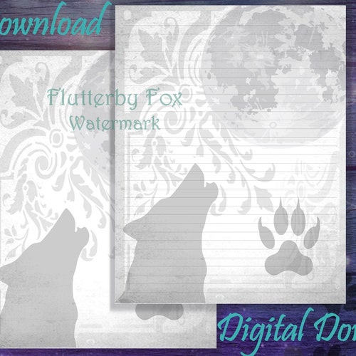 Howling Wolf Page Printable Wolf Paper Wolf Stationery | Etsy