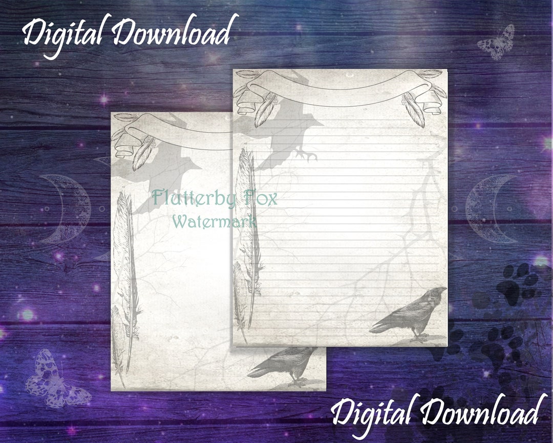 Raven Printable Paper and Envelope Crow Pages Raven Junk Journal ...