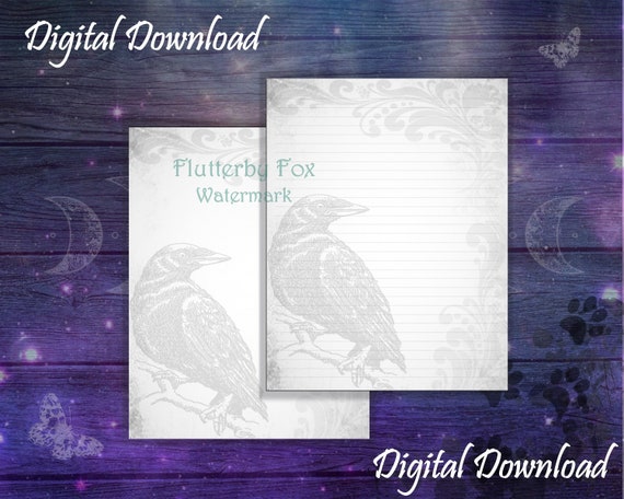 Digital Raven Paper Printable Raven Pages Crow Writing | Etsy