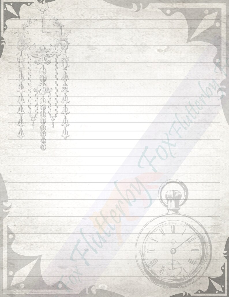 Ticking Clocks Paper Printable Clock Page Clock Writing Paper Junk ...