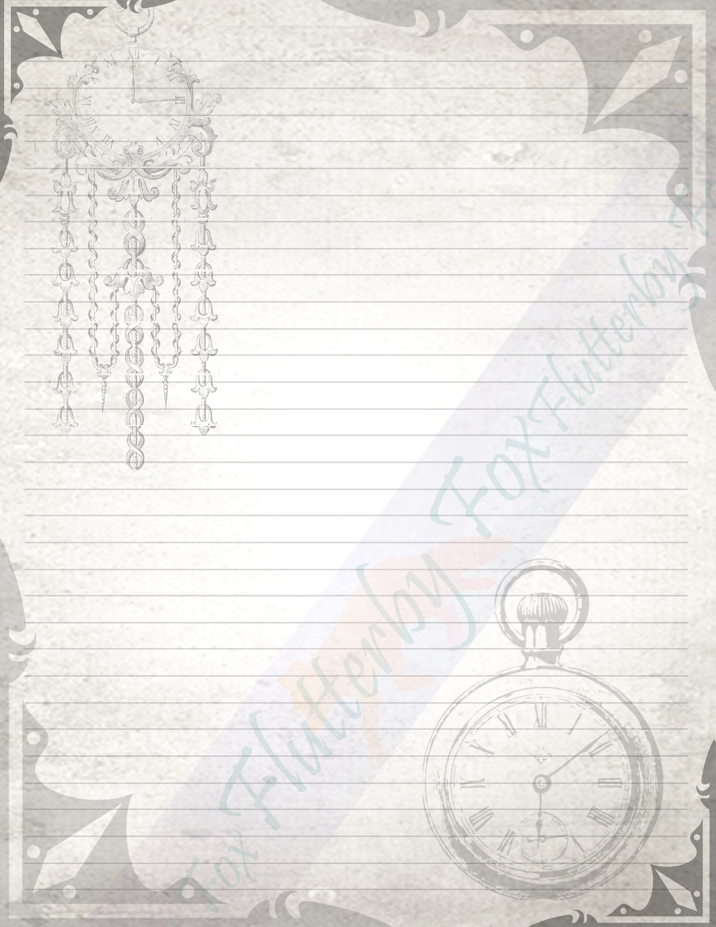 Ticking Clocks Paper Printable Clock Page Clock Writing Paper Junk ...