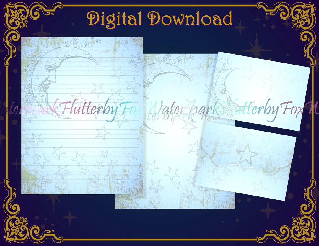 Blue Moon Writing Paper | Printable Moon Pages | Moon Stationery ...