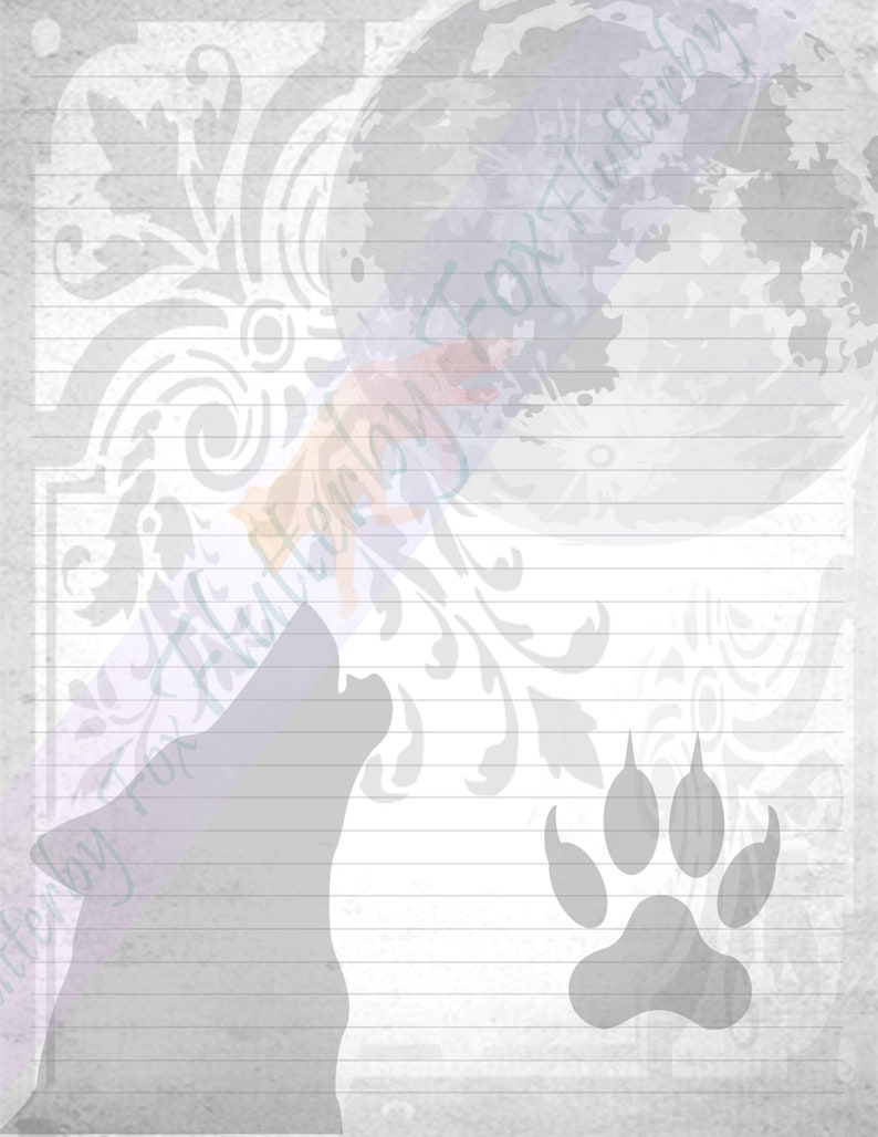 Howling Wolf Page Printable Wolf Paper Wolf Stationery | Etsy