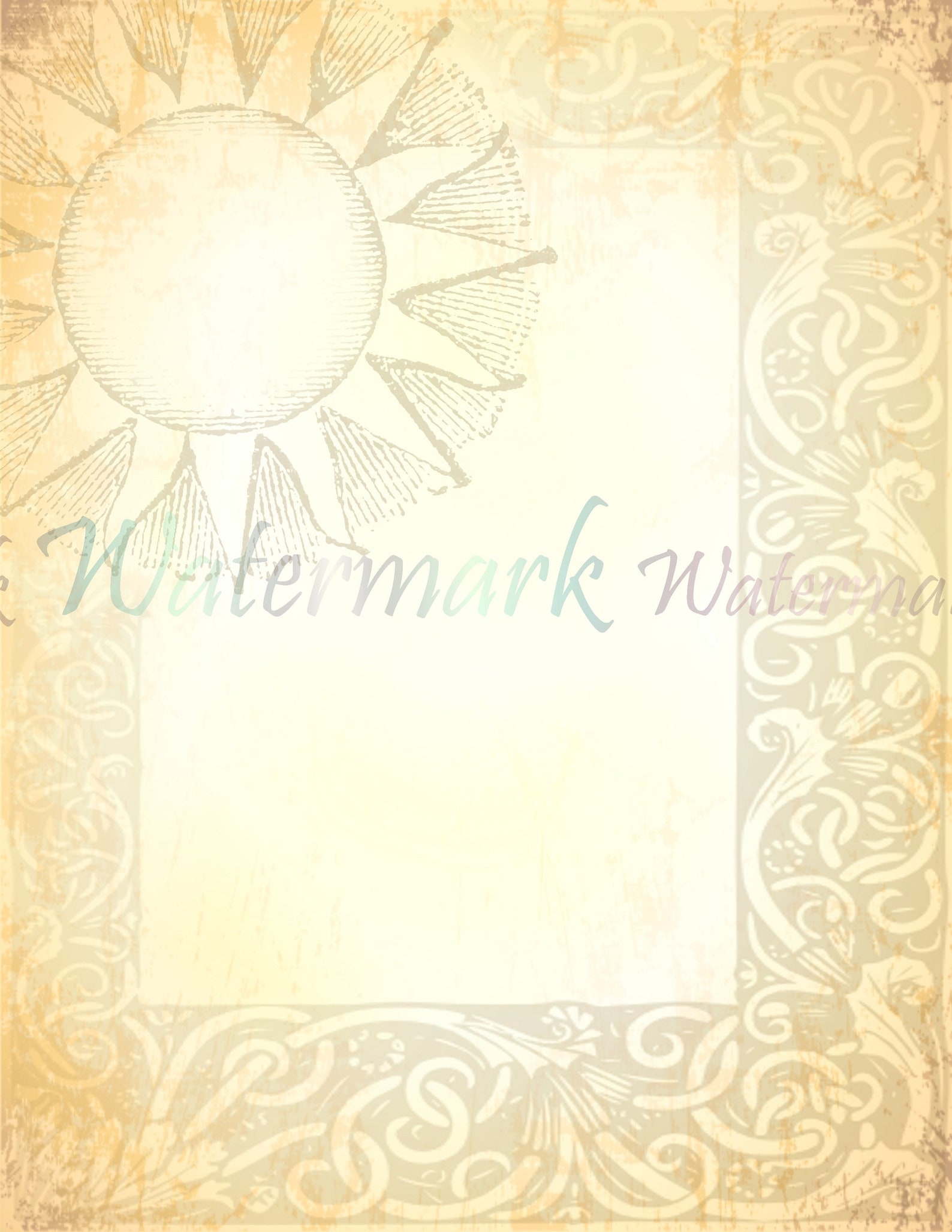 Sun Writing Paper Sunshine Digital Pages Printable Sun Letter Paper Sun ...