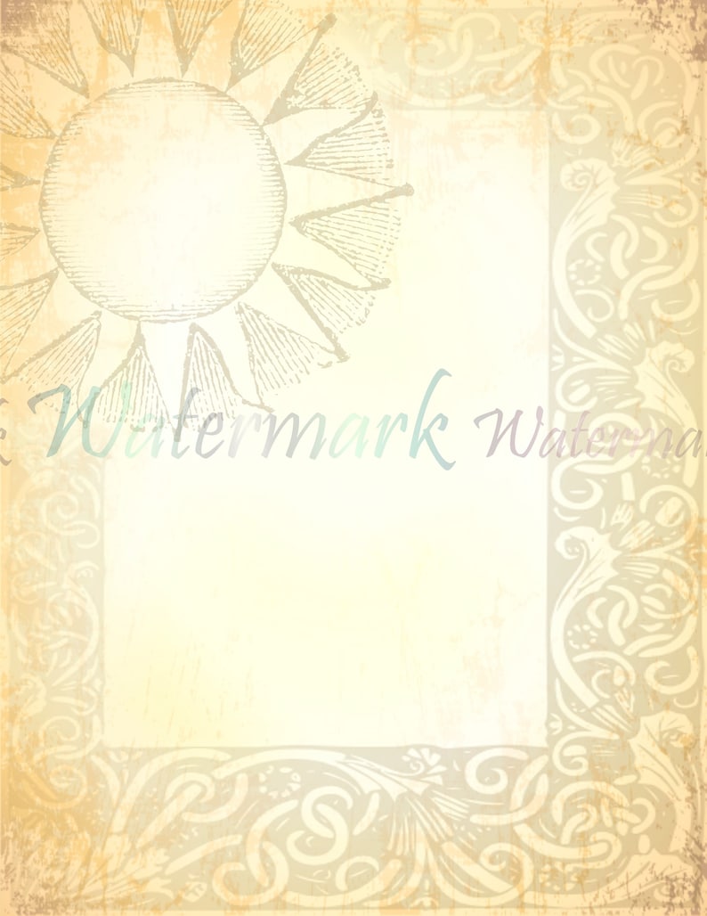 Sun Writing Paper | Sunshine Digital Pages | Printable Sun Letter Paper ...