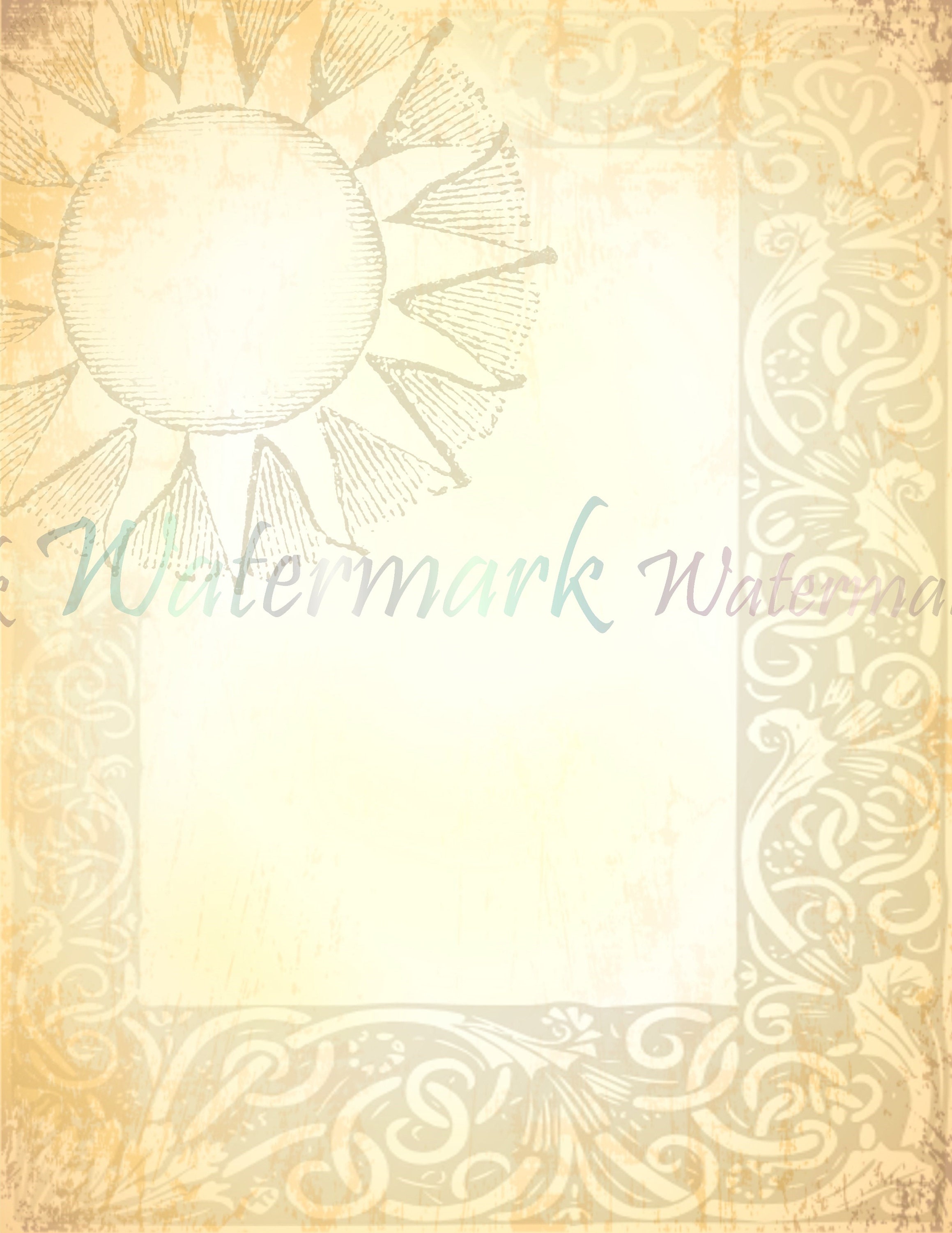 Sun Writing Paper Sunshine Digital Pages Printable Sun Letter Paper Sun ...