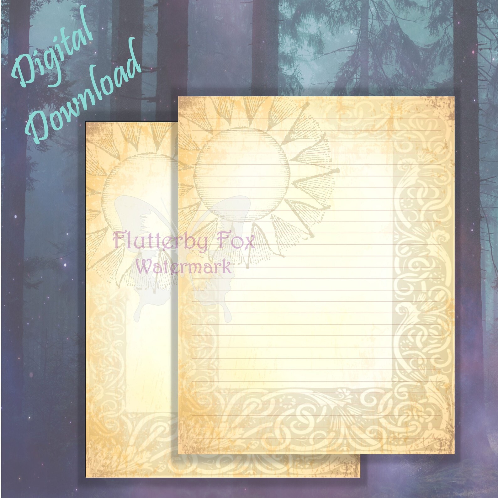 Sun Writing Paper Sunshine Digital Pages Printable Sun | Etsy